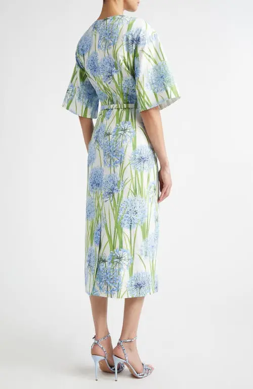 Oscar De La Renta Allium Cotton Stretch Poplin Belted Midi Dress