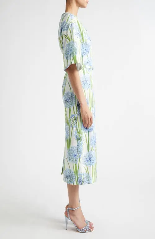 Oscar De La Renta Allium Cotton Stretch Poplin Belted Midi Dress