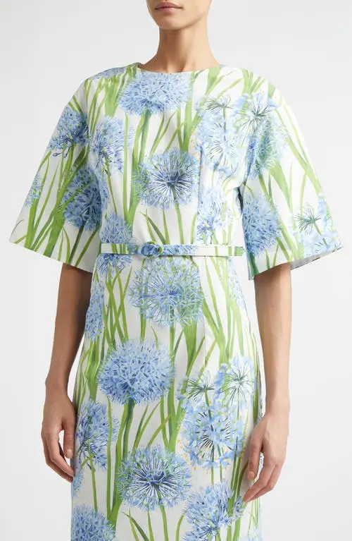 Oscar De La Renta Allium Cotton Stretch Poplin Belted Midi Dress