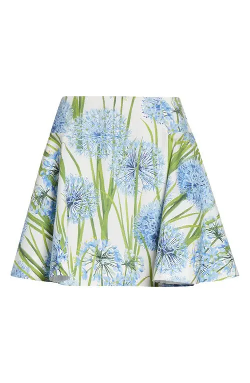 Oscar De La Renta Allium Floral Cotton Stretch Poplin Skirt