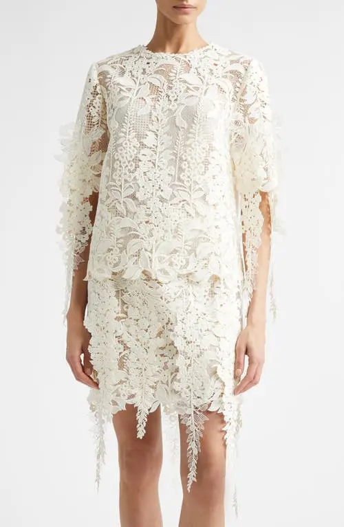 Oscar De La Renta Foxgloves Guipure Lace Top - Ivory
