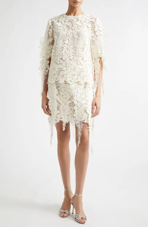 Oscar De La Renta Foxgloves Guipure Lace Top