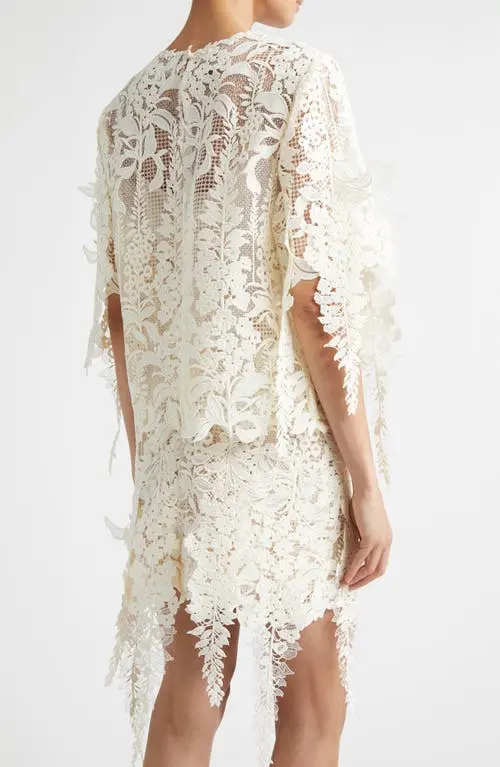 Oscar De La Renta Foxgloves Guipure Lace Top