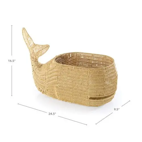 KAPLAN EARLY LEARNING COMPANY Whale Washable Wicker Floor Basket