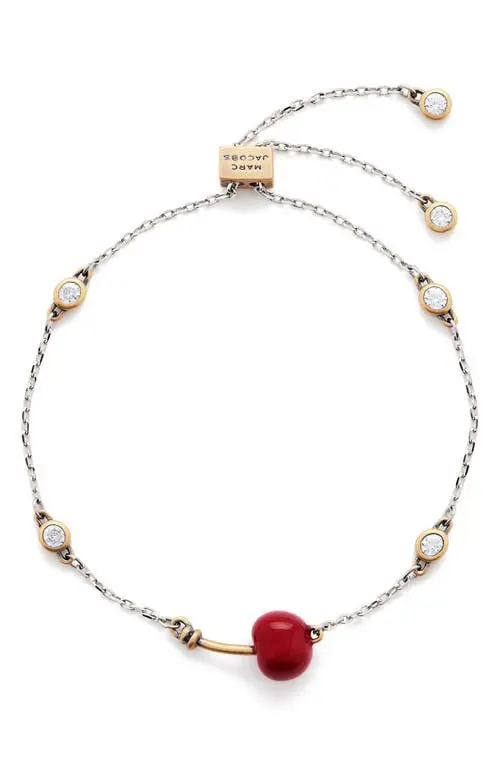 Marc Jacobs Cherry Crystal Slider Bracelet - Silver/red