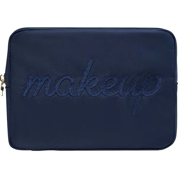 Stoney Clover Lane Makeup Embroidered Nylon Pouch - Sapphire