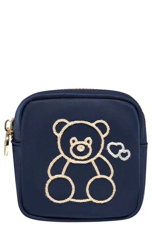 Stoney Clover Lane Mini Embroidered Bear Pouch - Sapphire