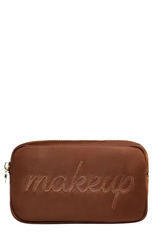 Stoney Clover Lane Embroidered Nylon Small Makeup Pouch - Espresso