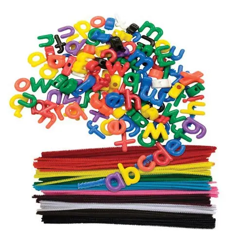 KAPLAN EARLY LEARNING COMPANY Lacing Lower Case Letter Beads And Chenille Stems - Multicolored