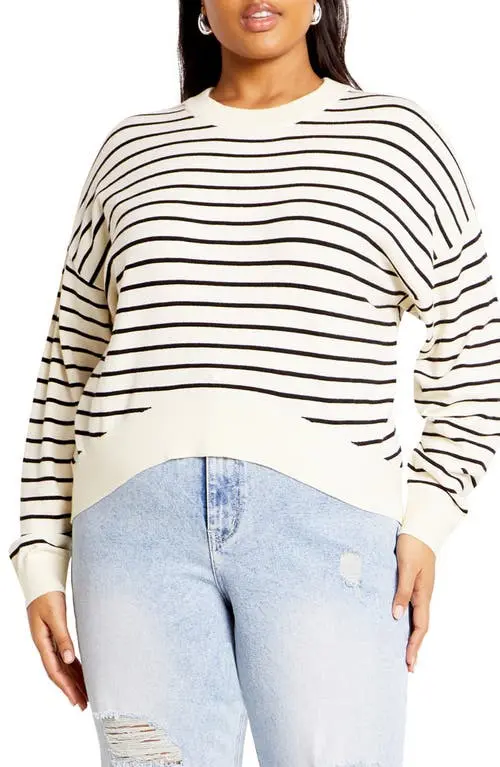 City Chic Nia High-low Striped Sweater - Stripe