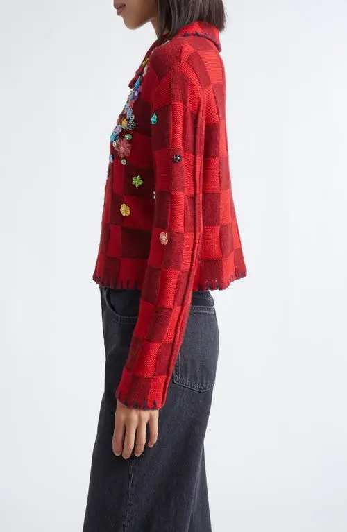 YANYAN Lunar New Year Fireworks Lambswool & Cotton Shrunken Cardigan