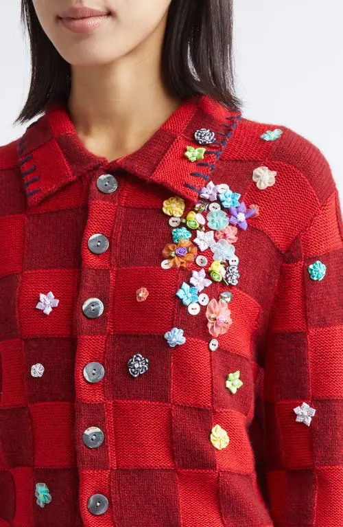 YANYAN Lunar New Year Fireworks Lambswool & Cotton Shrunken Cardigan