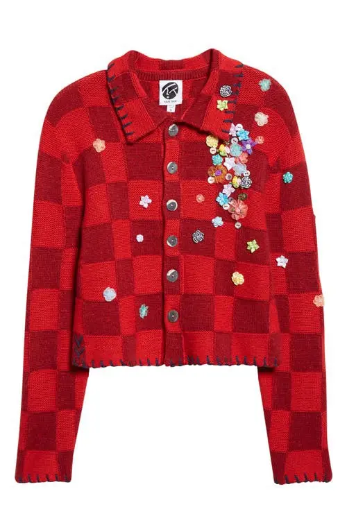 YANYAN Lunar New Year Fireworks Lambswool & Cotton Shrunken Cardigan