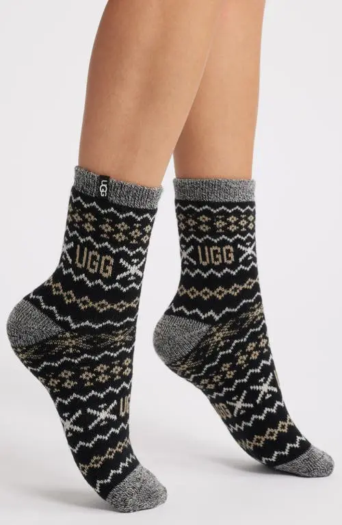 UGG Cressida Jacquard Quarter Socks - Black Multi Uggisle