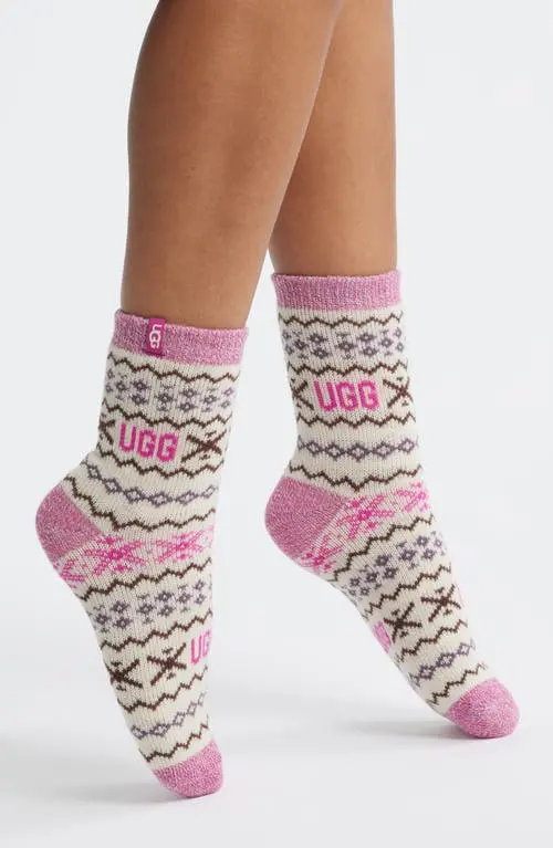 UGG Cressida Jacquard Quarter Socks - Cream Multi Uggisle