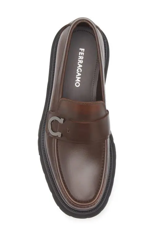 FERRAGAMO Andover Gancini Lug Sole Loafer