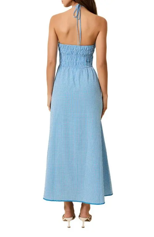 bec and bridge malibu bay halter dress Bec & Bridge Malibu Bay Draped Mini Dress in Citrus Plum Floral – Coco &  Lola main image 0