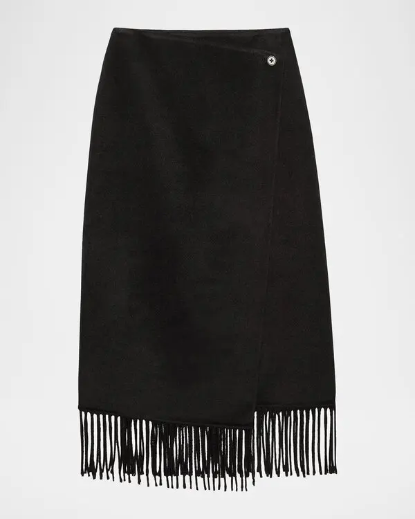 Rails Odette Fringe Wool-blend Wrap Skirt - Black