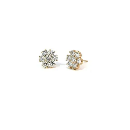 ANCONA JEWELRY 14k Gold 2.00 Carat Lab Grown Diamond Flower Earrings - Yellow