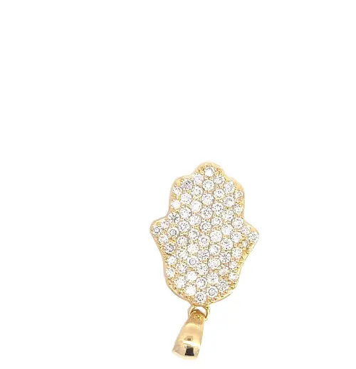 ANCONA JEWELRY 14k Gold Hamsa Pendant With Lab Grown Diamonds