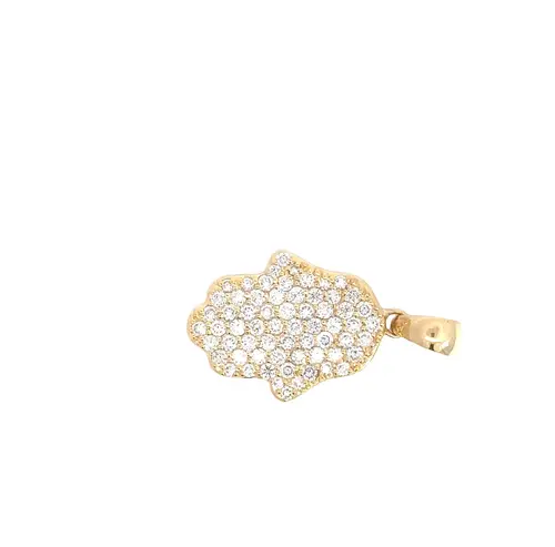 ANCONA JEWELRY 14k Gold Hamsa Pendant With Lab Grown Diamonds
