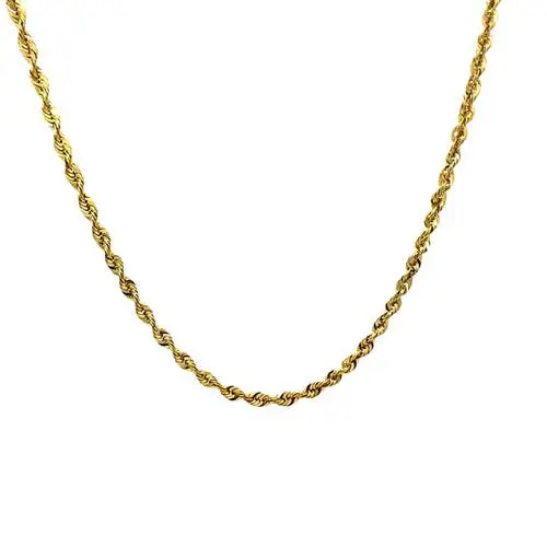ANCONA JEWELRY 14k Gold Diamond Cut Rope Chain Necklace - Yellow