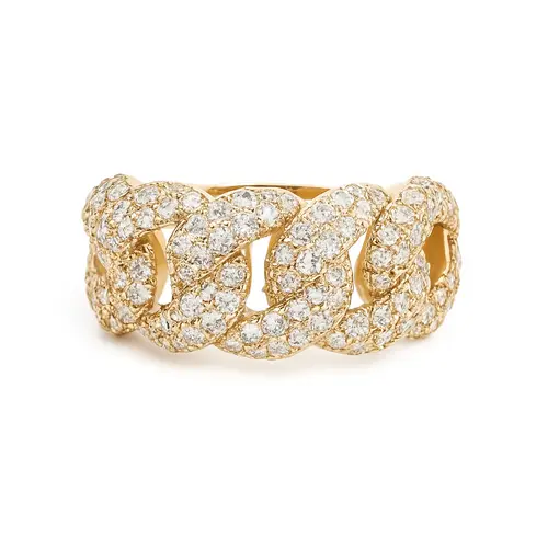 ANCONA JEWELRY 14k Gold 1.84ct Lab Grown Diamond Cuban Link Ring - Yellow