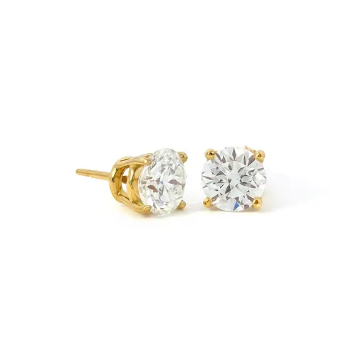 ANCONA JEWELRY Igi Certified 4 Carat Diamond Stud Earrings - Yellow
