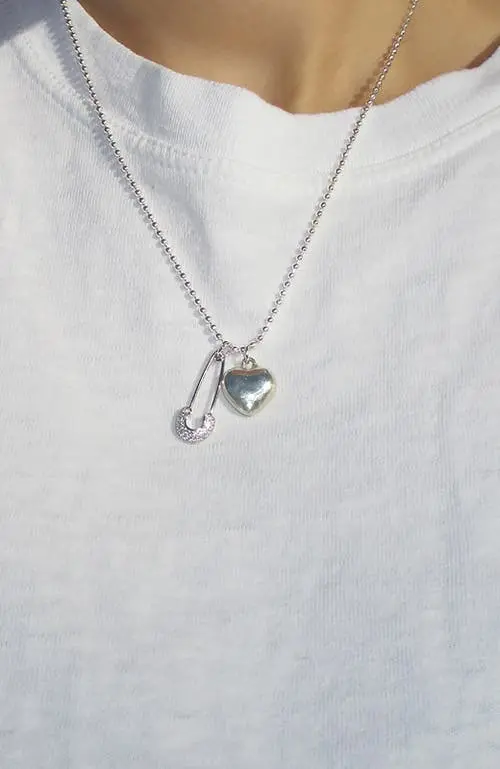 RIMOR JEWELRY Mini Heart Pin Chain Necklace
