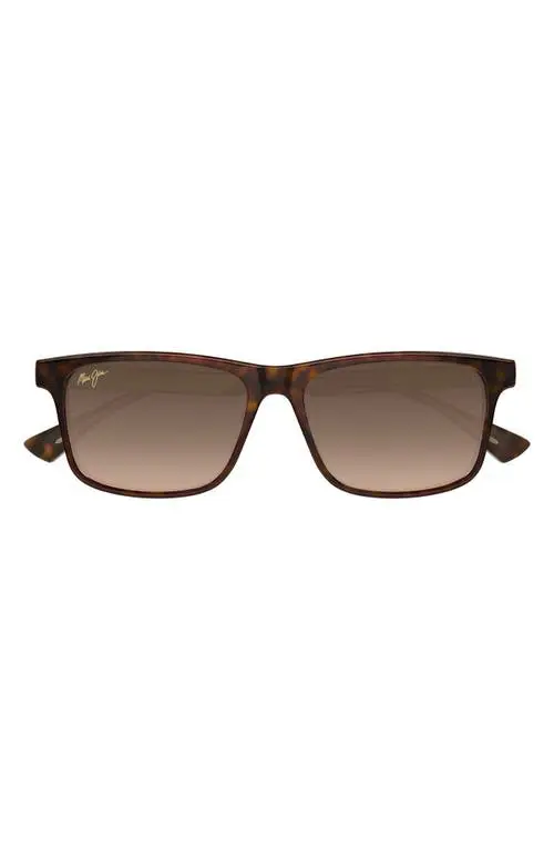 Maui Jim Okina 55mm Polarized Rectangular Sunglasses - Tortoise