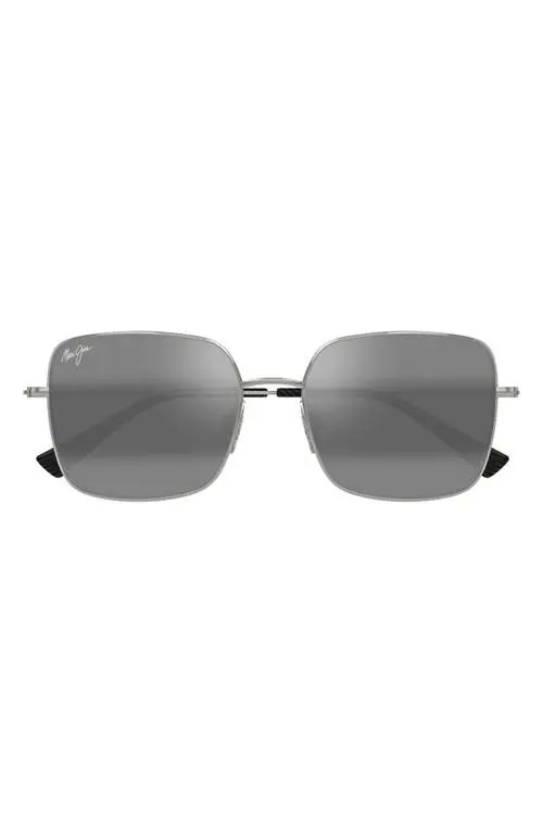 Maui Jim Lipine 55mm Polarized Flat Front Square Sunglasses - Silver