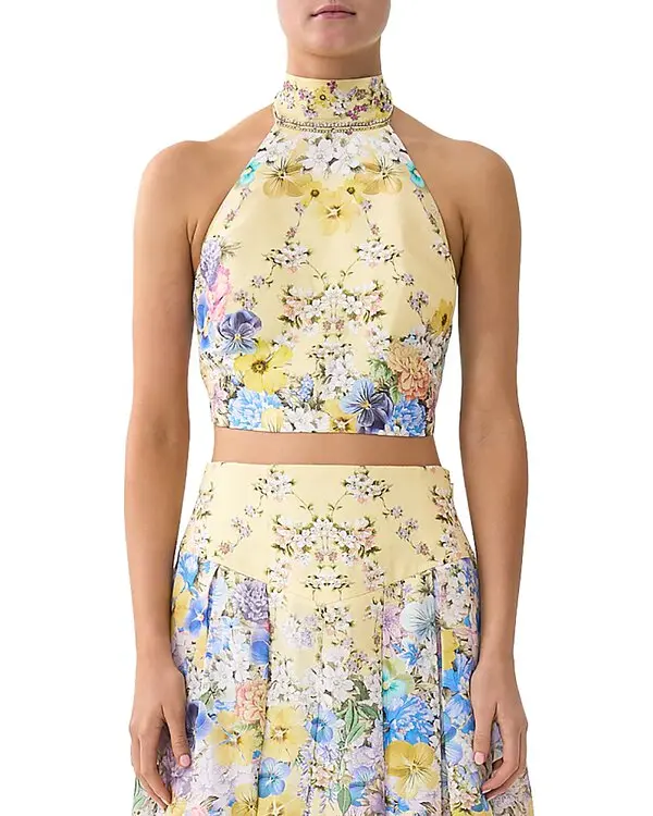 Camilla Floral Silk Halter Top