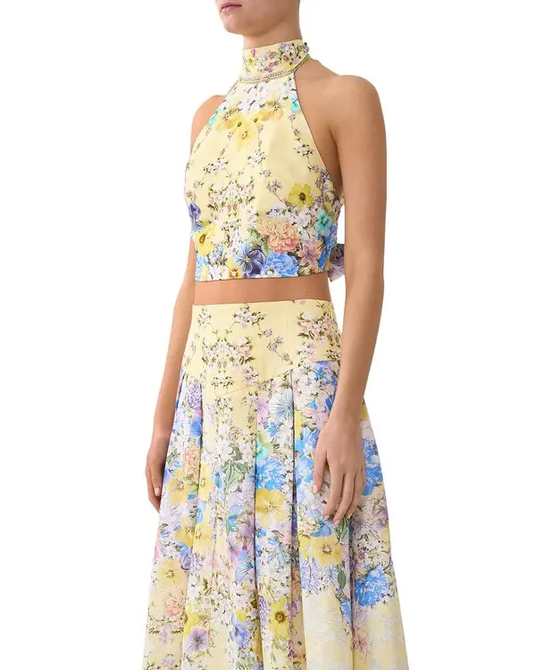 Camilla Floral Silk Halter Top