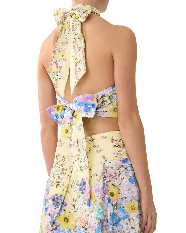 Camilla Floral Silk Halter Top