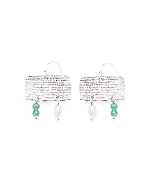 COG Vessel Earrings With Freshwater Pearls And Chalcedony - Silver