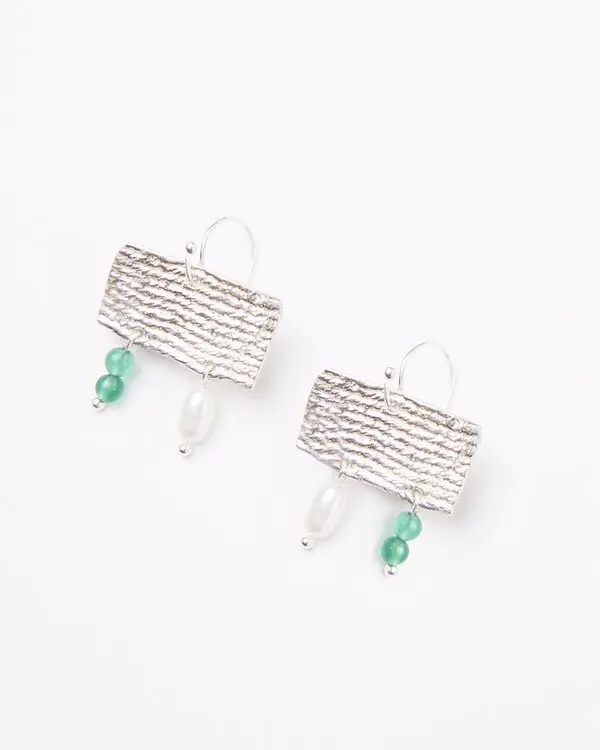 COG Vessel Earrings With Freshwater Pearls And Chalcedony