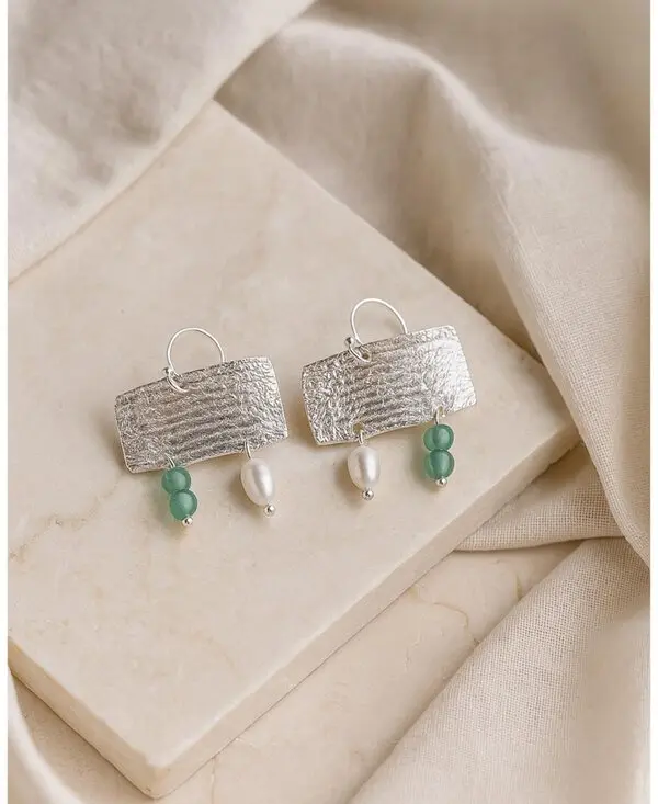 COG Vessel Earrings With Freshwater Pearls And Chalcedony