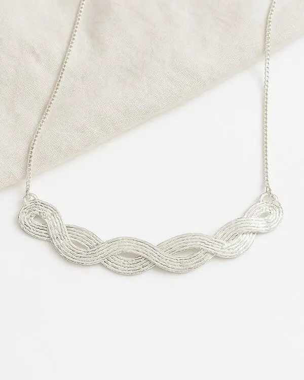 COG Braid Pendant Necklace - Silver