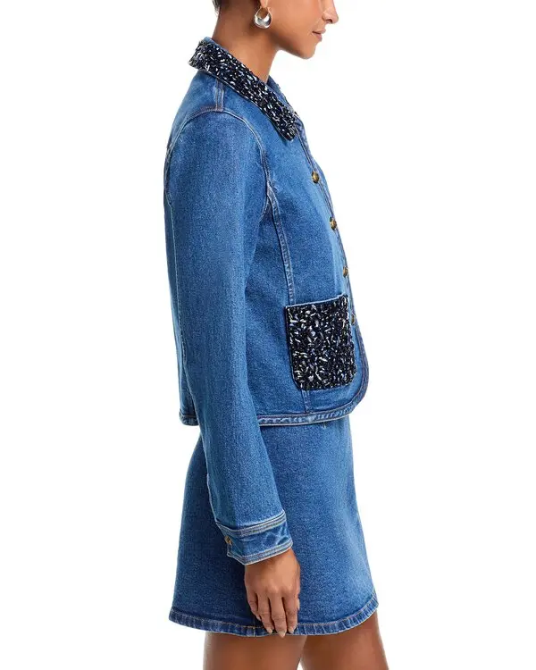 Cinq À Sept Rhinestone Denim Amara Jacket