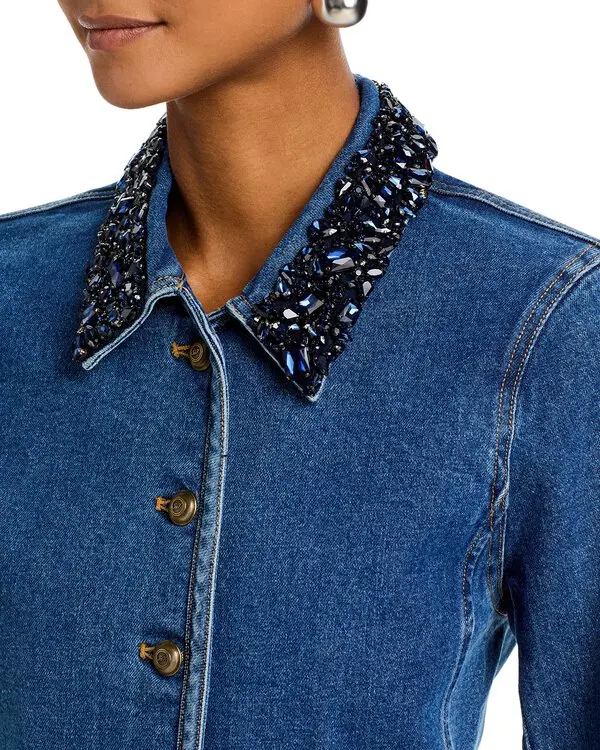 Cinq À Sept Rhinestone Denim Amara Jacket