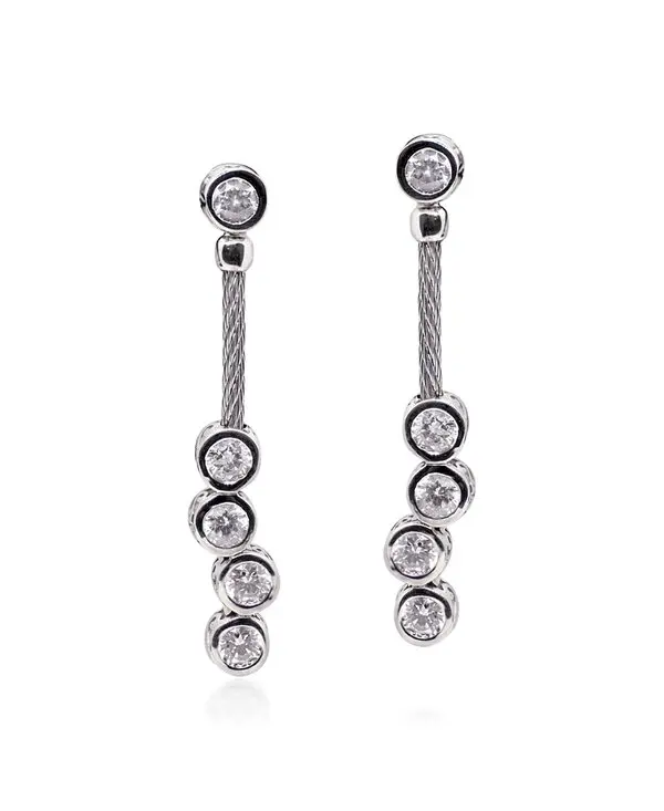 Alor Day Diamonds Drop Earrings - Grey Cable/k White Gold
