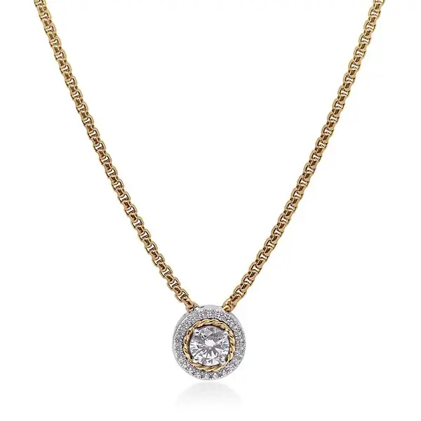 Alor Day Diamonds 1.15 Tcw Lab Grown Diamond Round Pendant Necklace - Yellow Cable/k White Gold