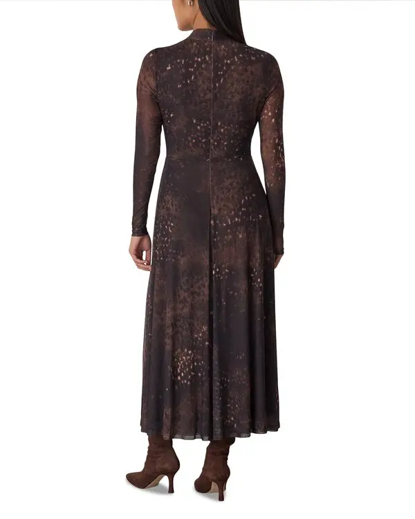 Whistles Spotted Animal Mesh Dress - Brown Multi