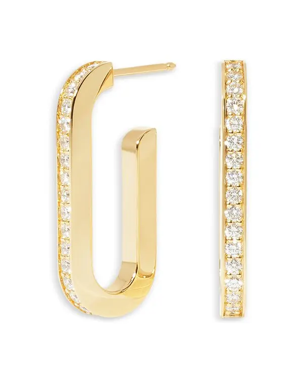 DINH VAN 18k Yellow Maillon Diamond Large Oval Hoop Earrings - Gold