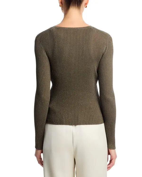 LESET Blake Rib Crew Cardigan - Moss