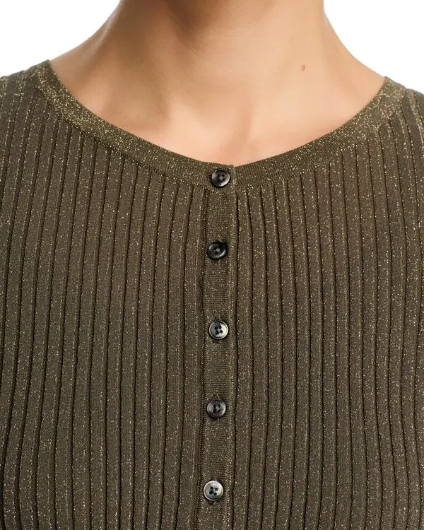 LESET Blake Rib Crew Cardigan - Moss