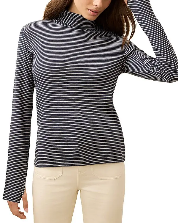 Faherty Brand Striped Turtleneck Top - Cream Eclipse