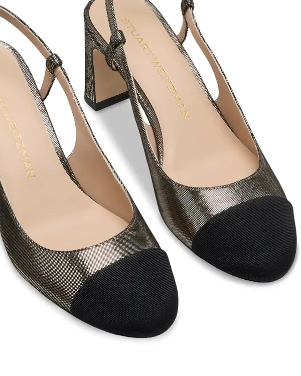 STUART WEITZMAN Babette Slingback Pumps - Platino/black