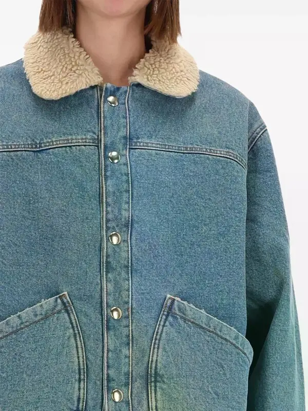 AMISH Button Jacket With Textured Collar