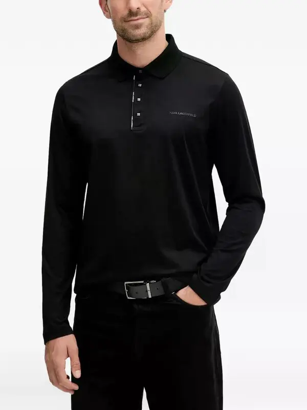 Karl Lagerfeld Buttoned Long-sleeve Polo Shirt